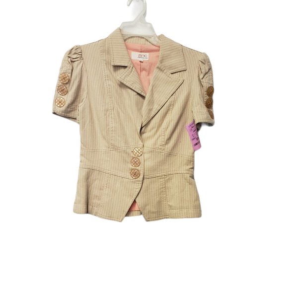 zinc | Jackets & Coats | Zinc Short Sleeve Tan Jacket Top S | Poshmark